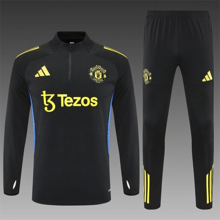 Manchester United Black and Yellow 25-26 Track suit - Online Football ...